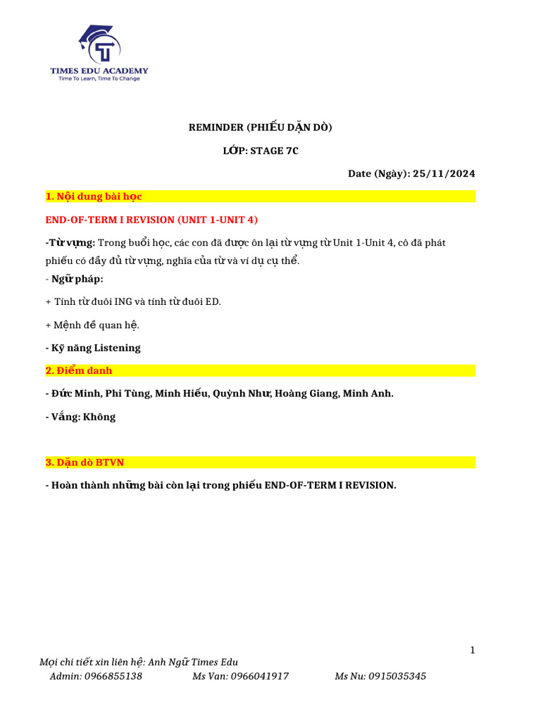 Nhận xét 7C | PDF