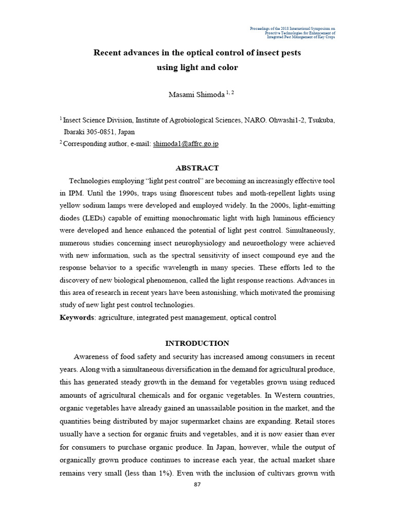 Shimoda 2018 IntSympo Taichung | PDF | Ultraviolet | Pest Control