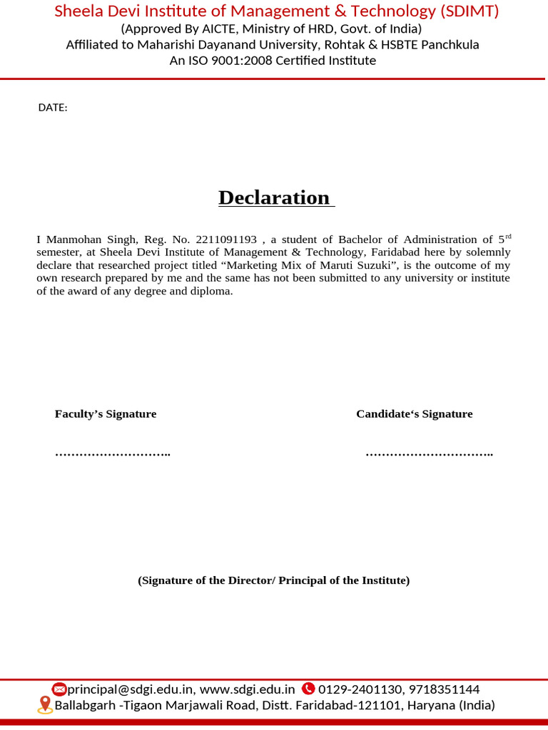Declaration (Manmohan) | PDF