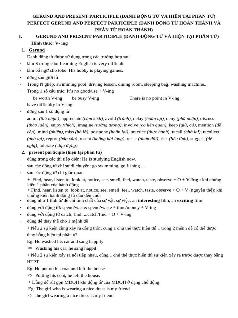 Gerund and Present Participle | PDF