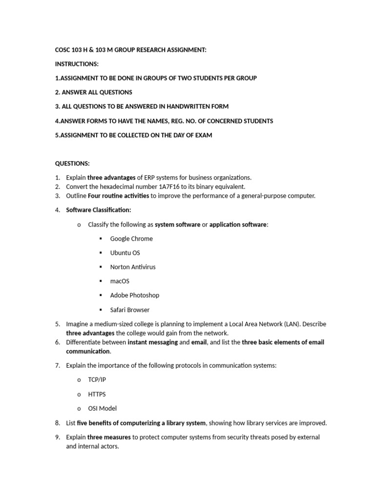 Cosc 103 H Research Assignment | PDF | Microsoft Excel | Computer Engineering