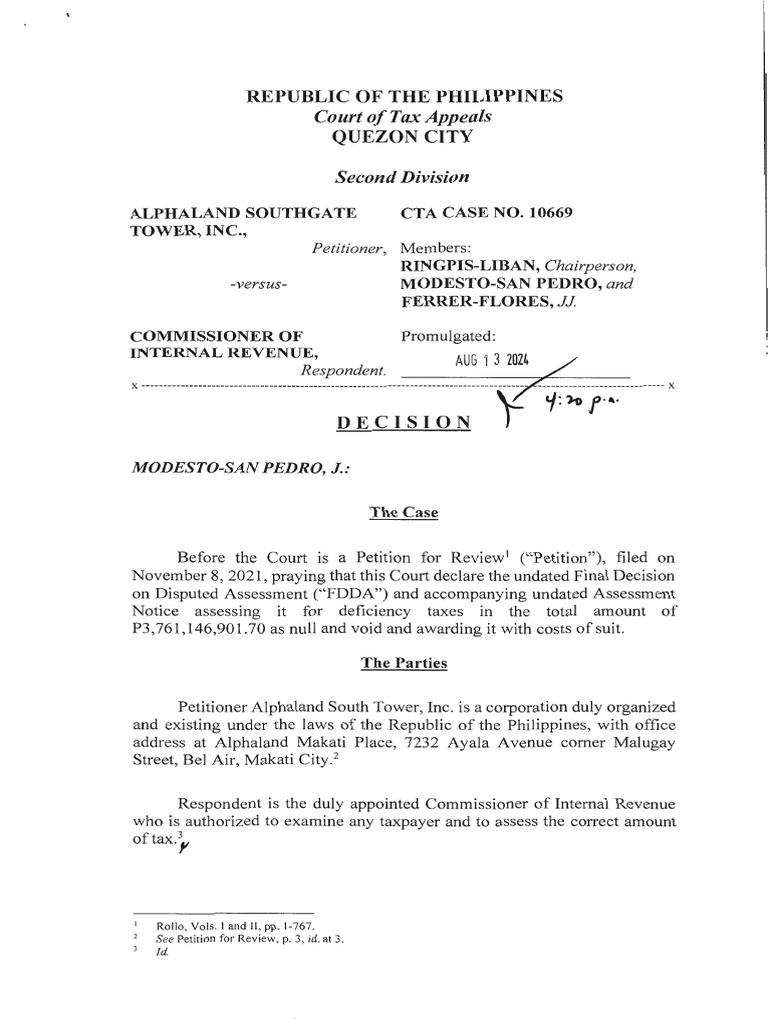 Cta 2D CV 10669 D 2024aug13 Ass | PDF | Internal Revenue Service | Taxes
