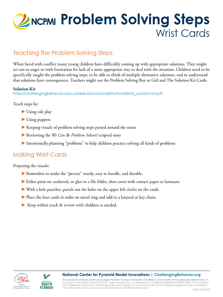 Teaching Problem Solving Steps for Kids | PDF