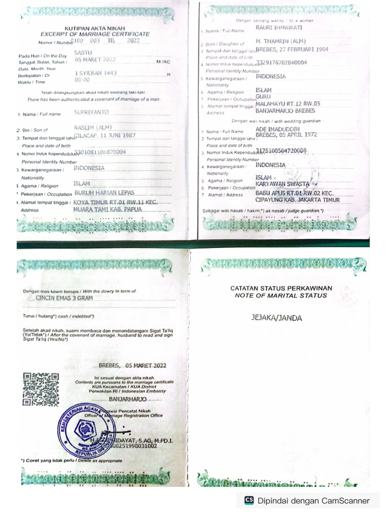 Akta Nikah Rauri | PDF