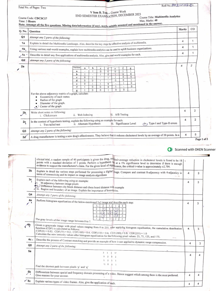 CSDS Ese 2023 5th Sem-1 | PDF