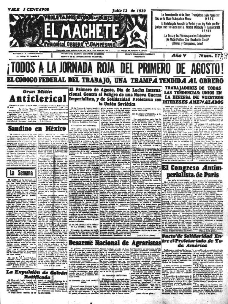 El Machete N.173 Julio 1929 | PDF