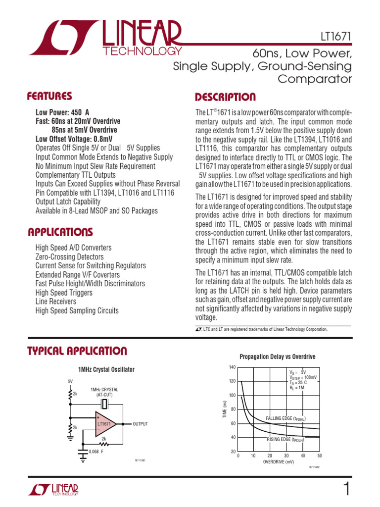 LT1671 | PDF | Electrical Engineering | Electronics