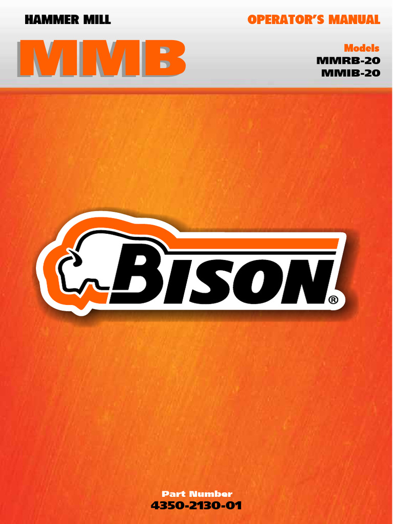 Bison Hammer Mill Operator's Manual | PDF | Tractor | Axle