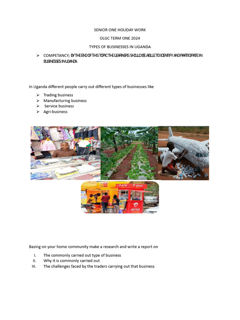 Senior One Business Studies Task | PDF