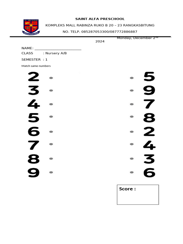 Mon Match Same Number | PDF