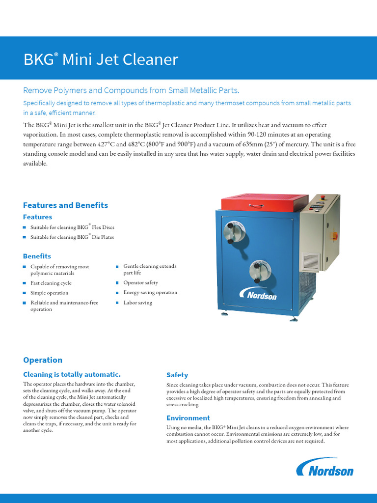 En 2023 Nordson BKG Jetcleaner Jcpmini Datasheet | PDF | Water | Pump