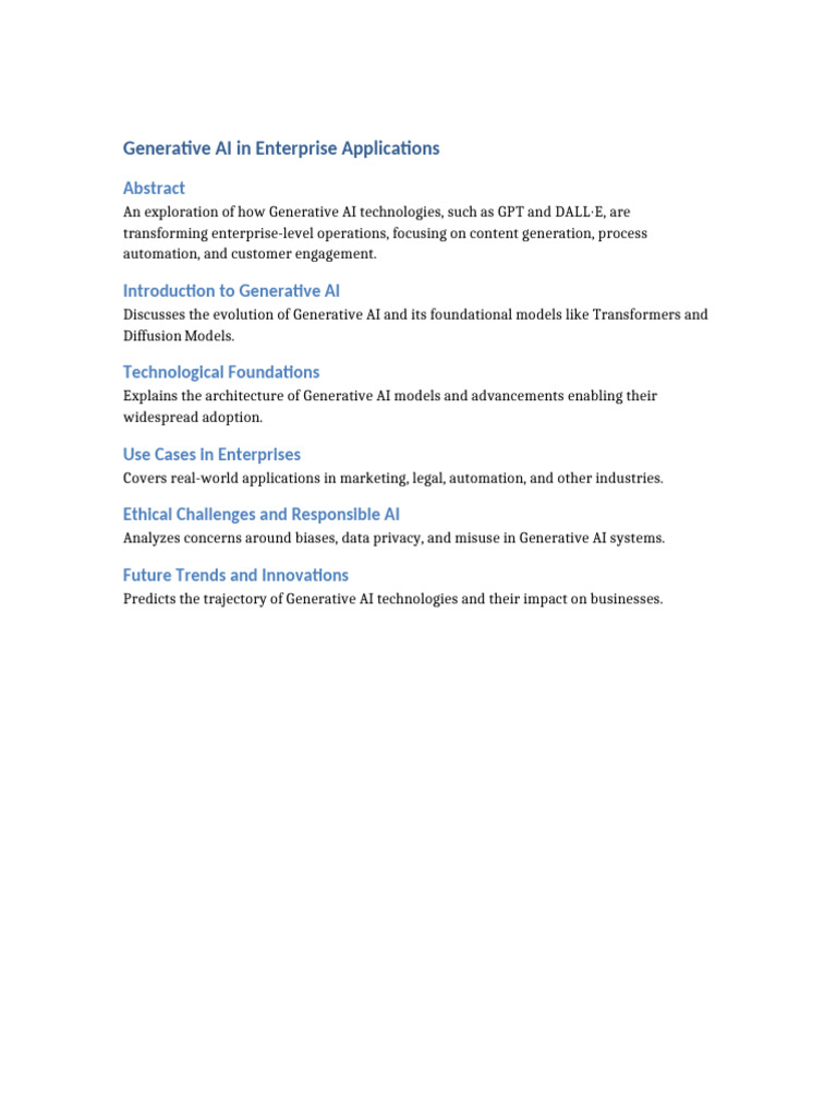 Generative Ai In Enterprise Applications Pdf