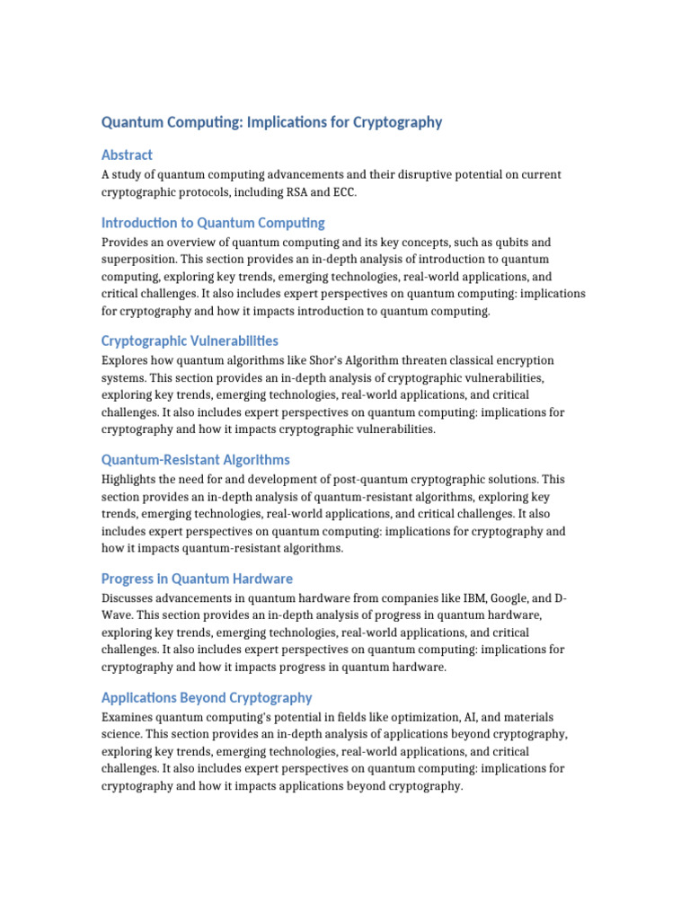 Enhanced Quantum Computing Implications For Cryptography | PDF