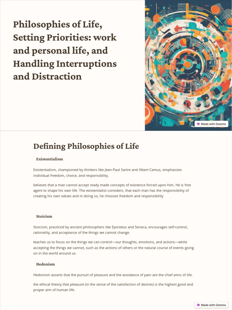 Philosophies of Life Setting Priorities Work and Personal Life and ...