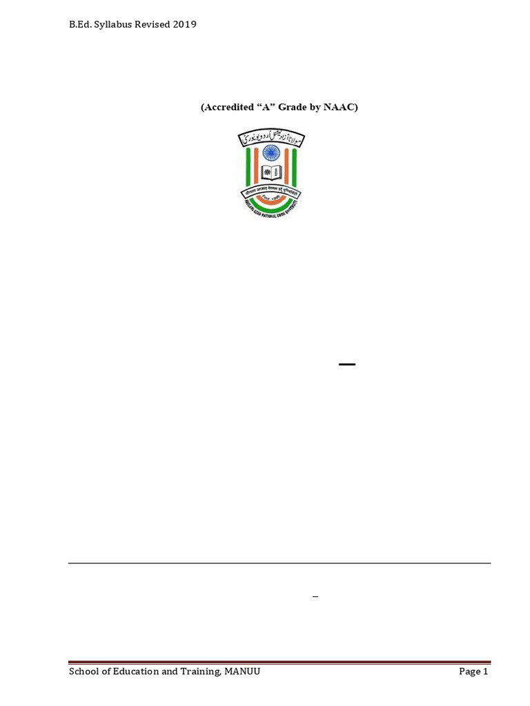 B.Ed. Syllabus 2019 - MANUU Guidelines | PDF | Educational Psychology ...