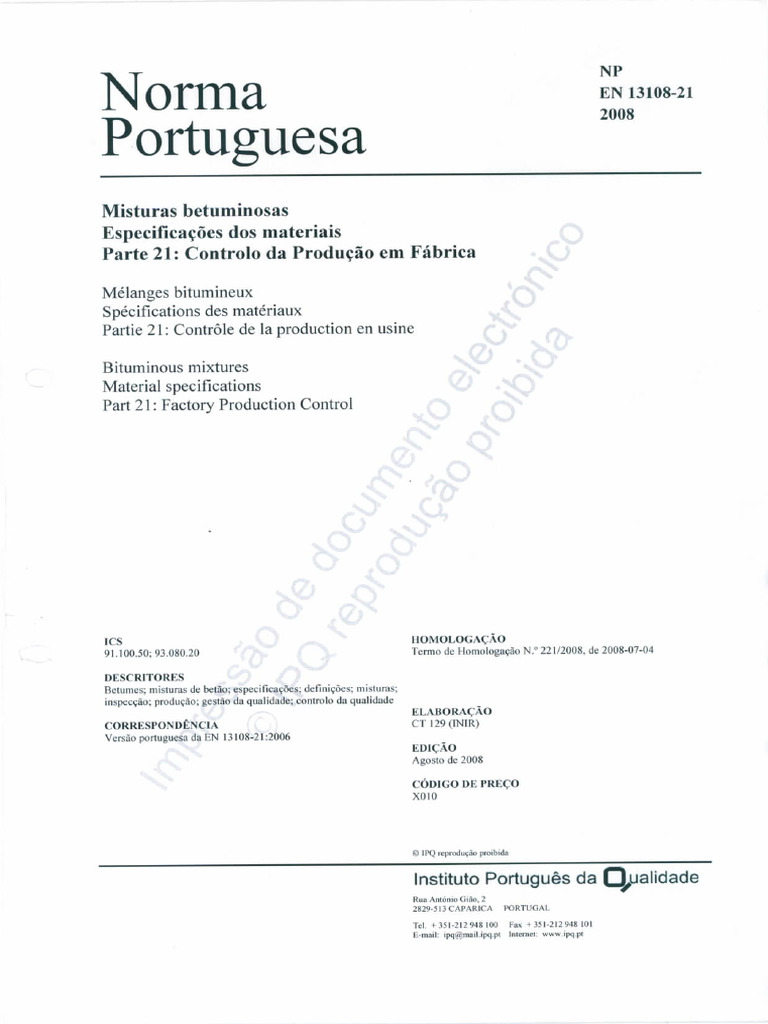 NP en 13108-21 2008 | PDF