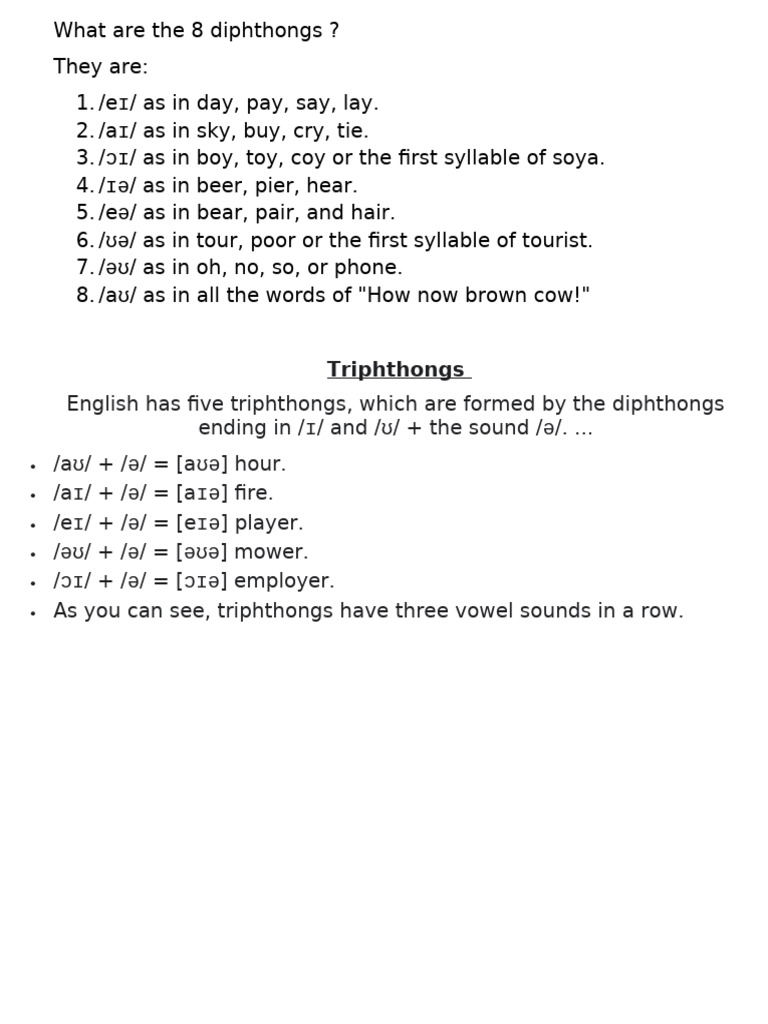 Diphthongs and Triphthongs | PDF