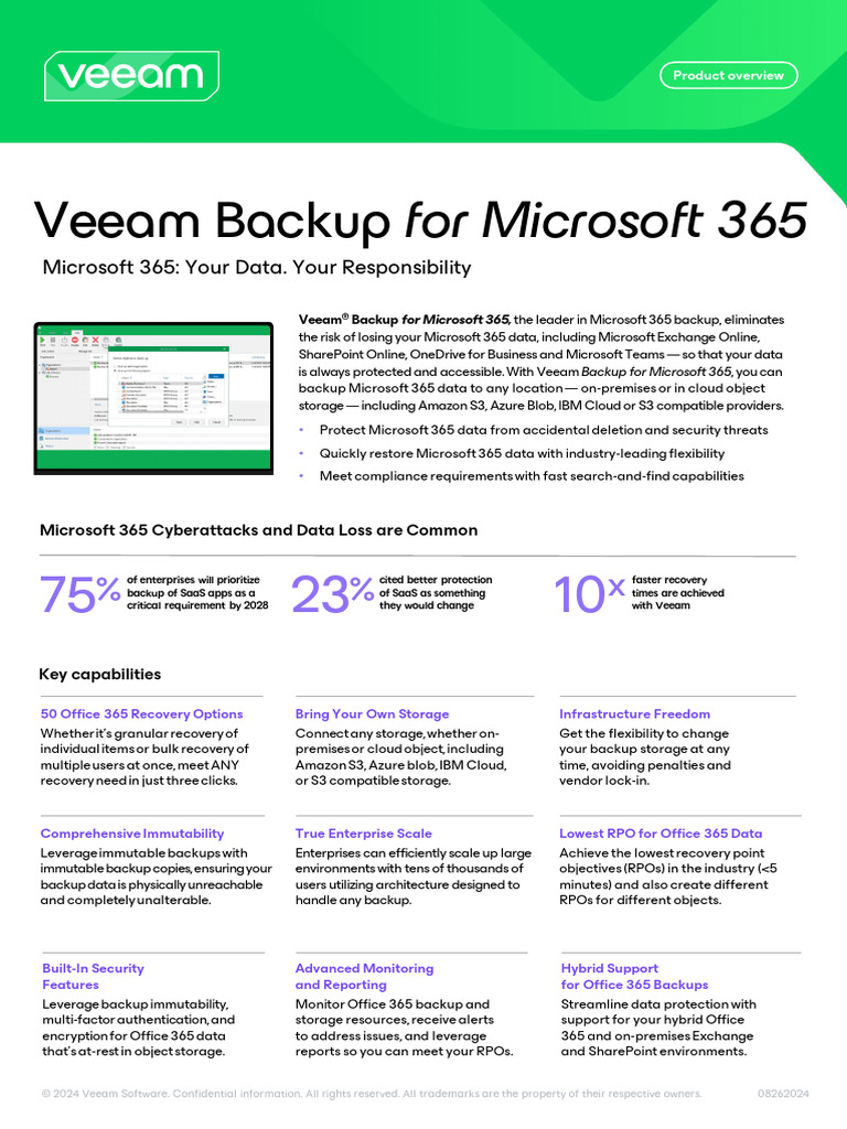 Veeam Backup M365 Product Overview Pdf Cloud Computing Backup