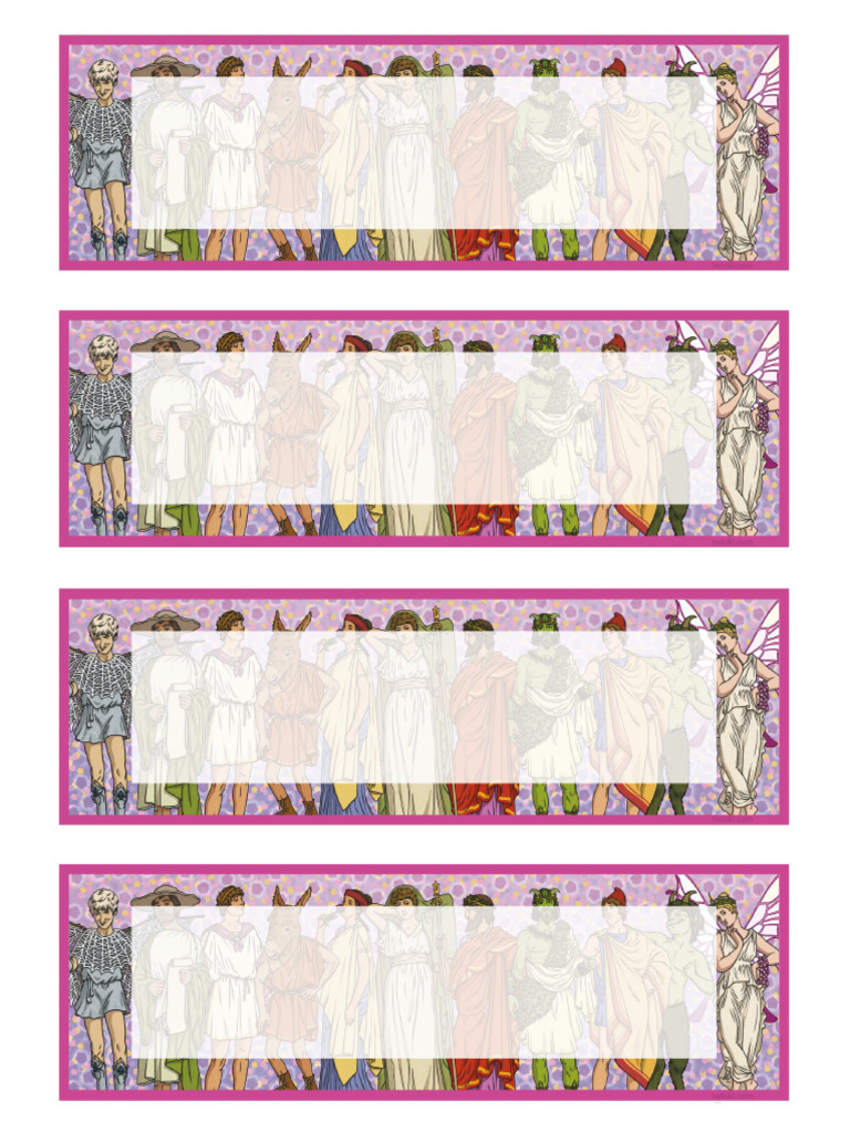 A Midsummer Nights Dream by William Shakespeare Editable Labels For 3rd ...