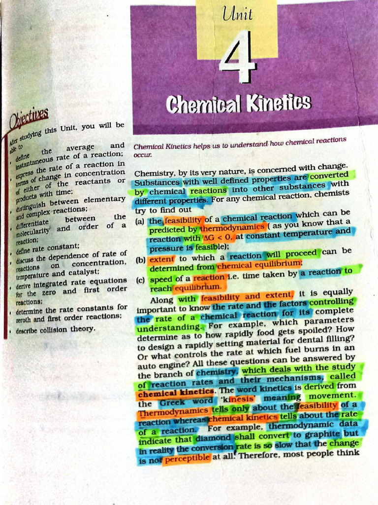 Chemical Kinetics Chemistry Class 12 Part 1 Unit 4 Old NCERT | PDF