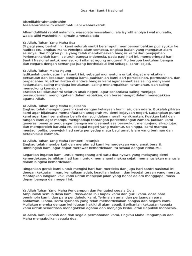 Doa Hari Santri Nasional | PDF