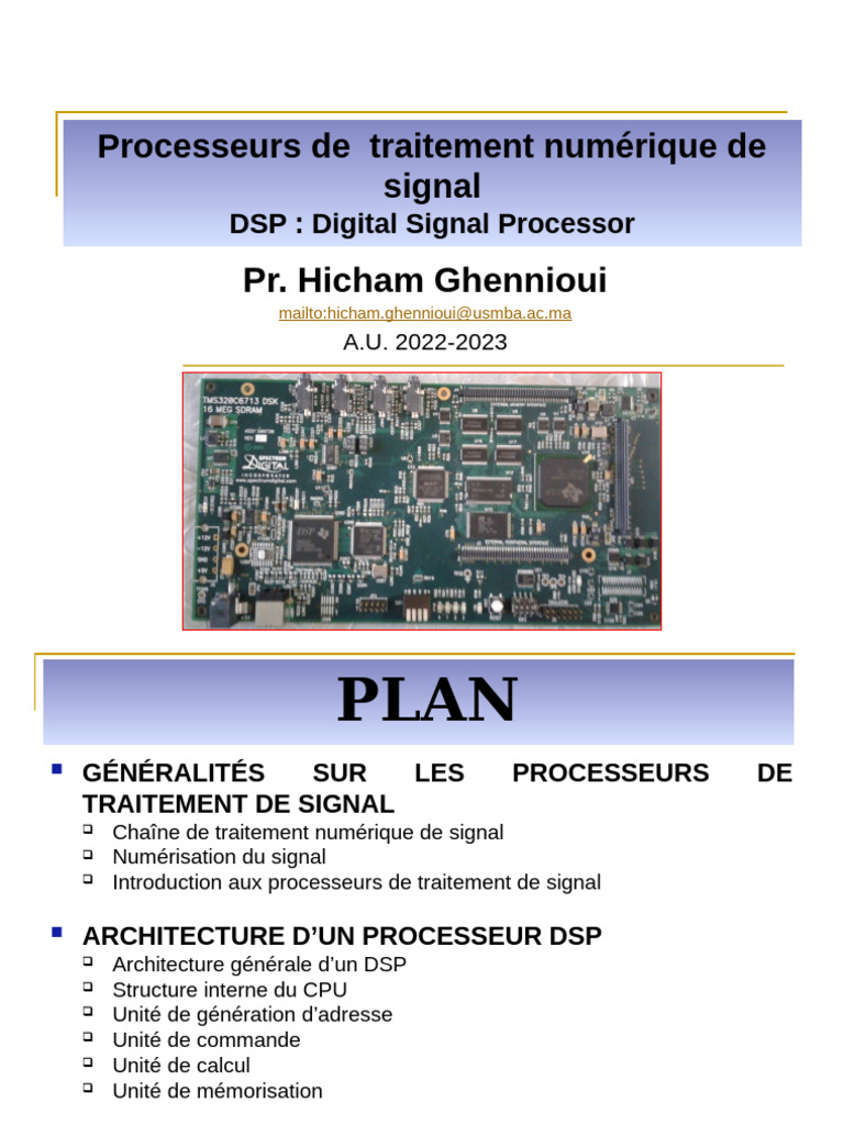 Cours - DSP-Chapitre 2 - Architecture D'un Processeur DSP | PDF | Processeur de signal numérique ...
