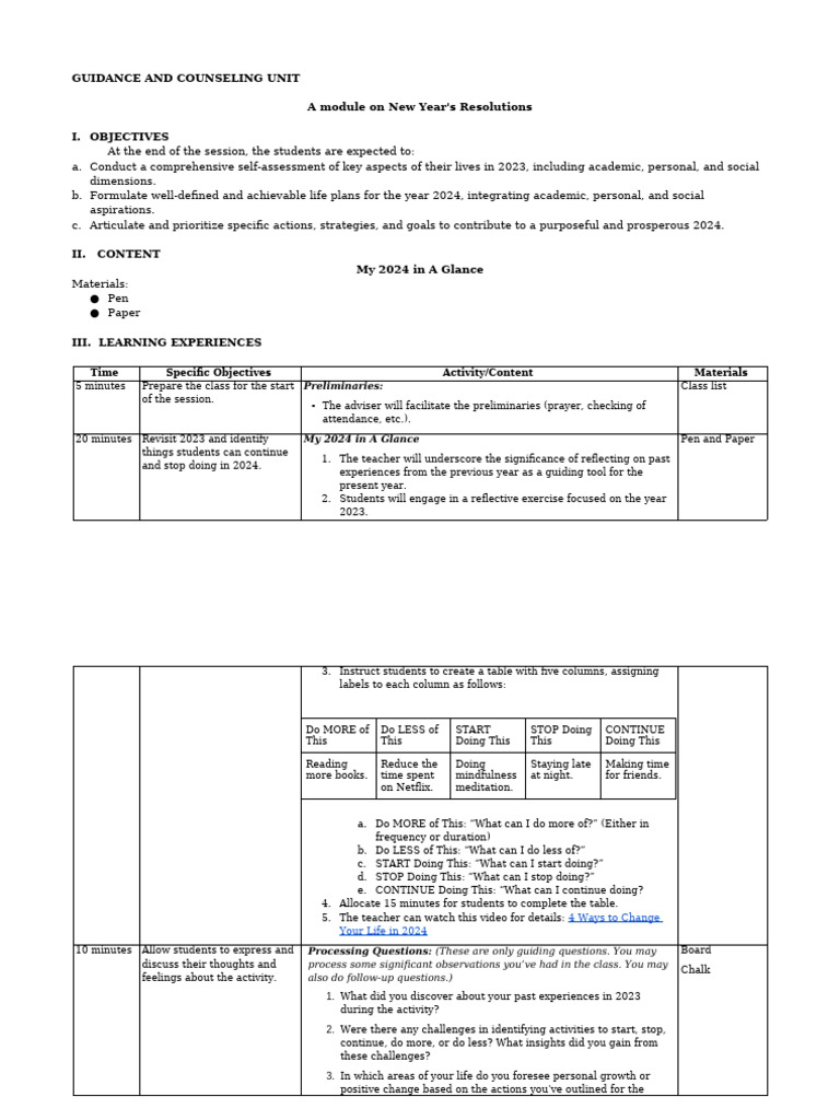 1 - Module On New Years Resolutions | PDF | Learning | Behavioural Sciences