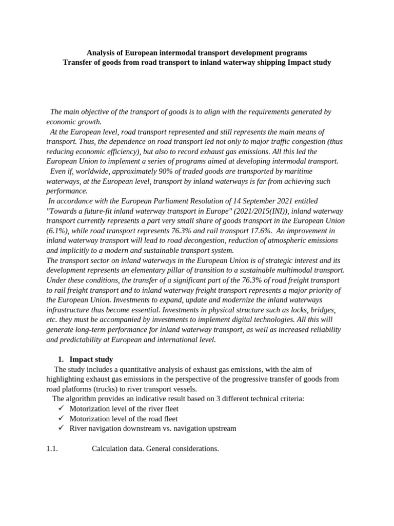 Analysis of European Intermodal Transport Development Programs | PDF ...