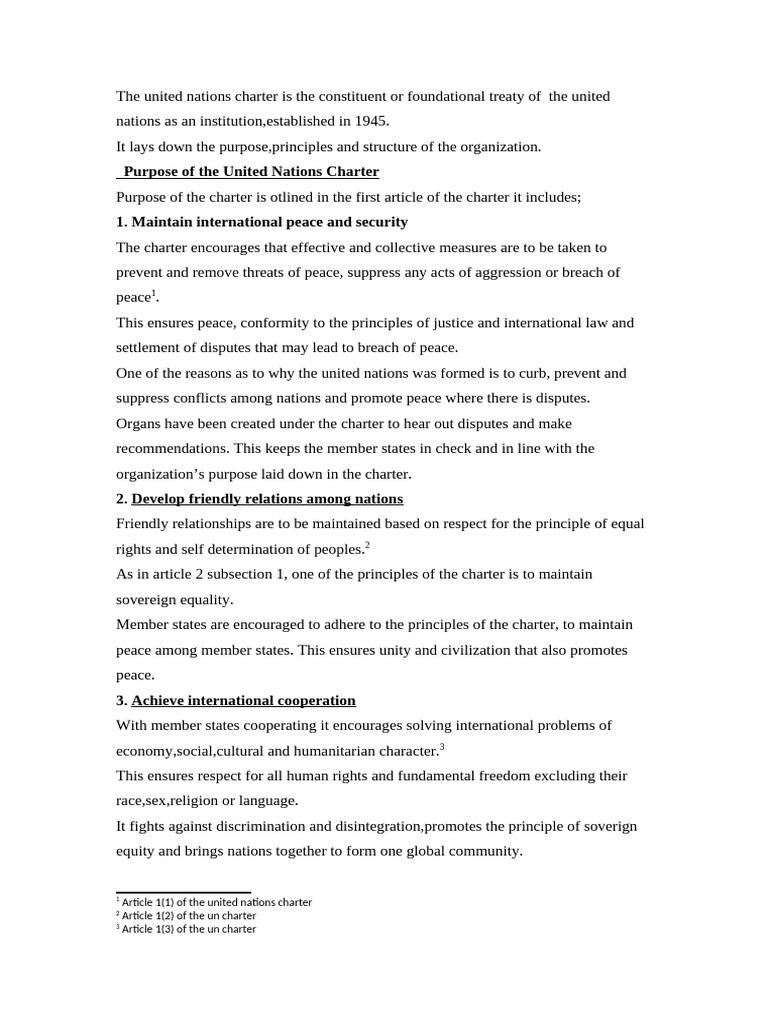 Overview of the United Nations Charter | PDF | United Nations ...
