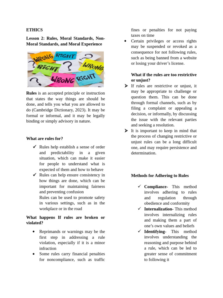 ETHICS Handout | PDF | Morality | Social Psychology
