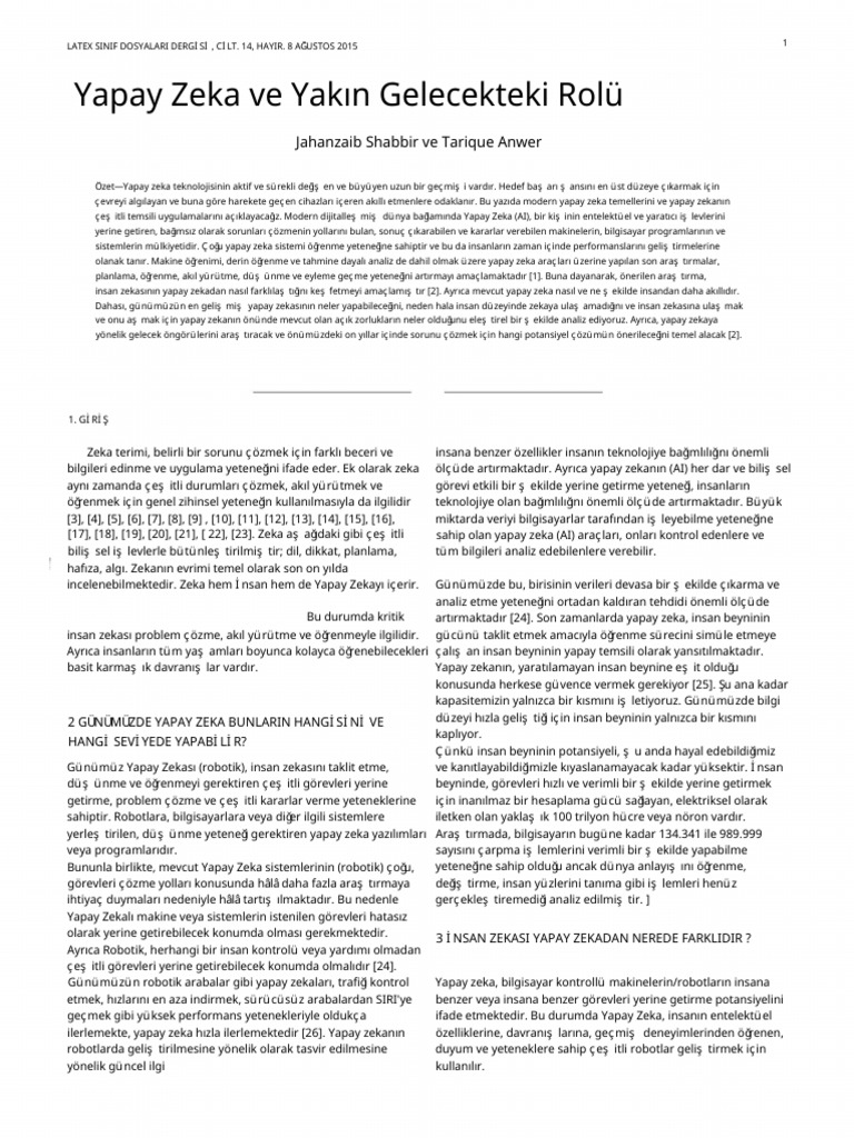 Artificial Intelligence and Its Role in Near Future Author Jahanzaib Shabbir, Tarique Anwer | PDF