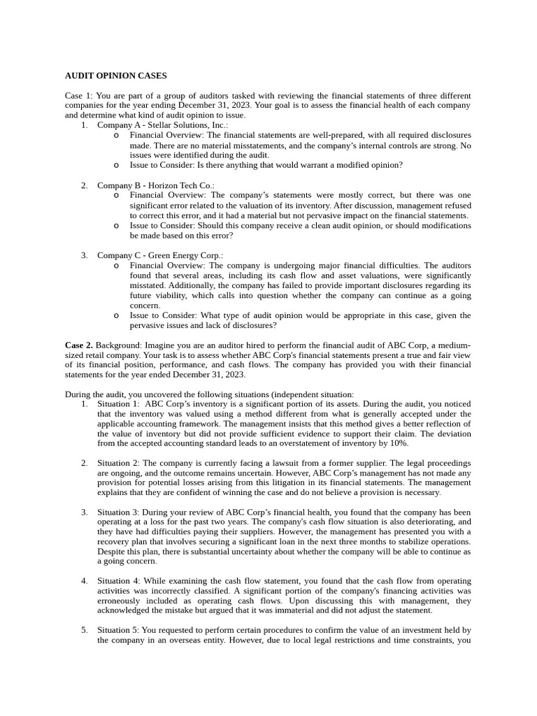 Cases | PDF | Auditor's Report | Audit