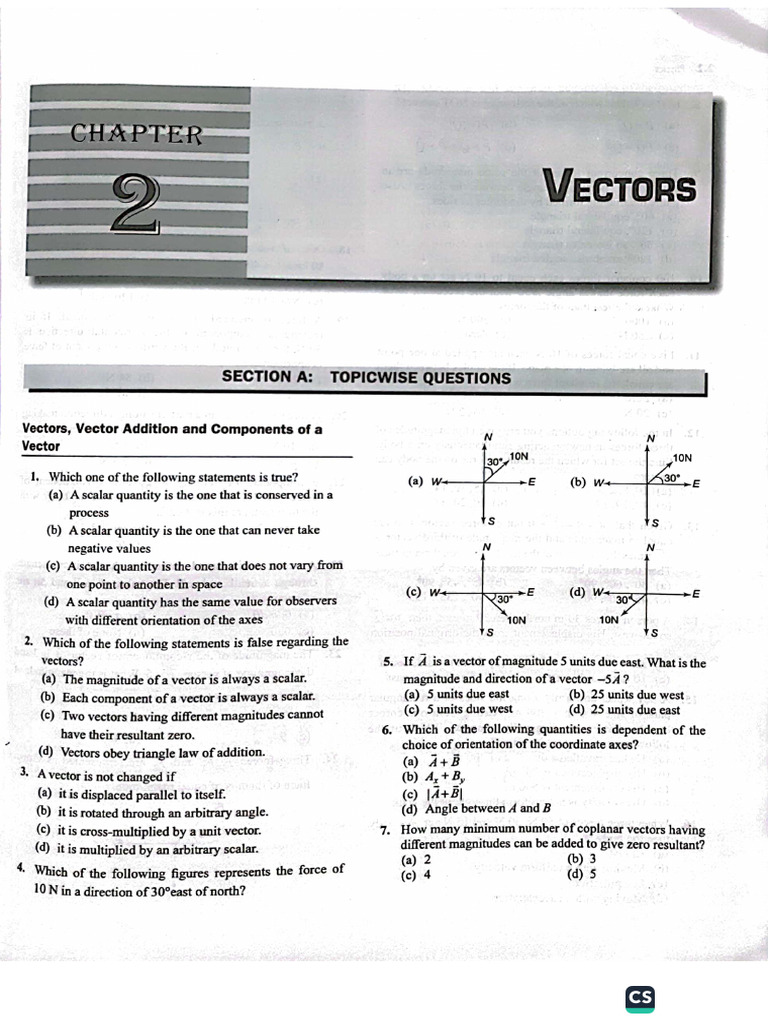 Phy Vectors MCQs | PDF