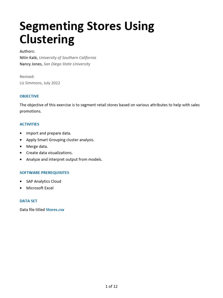 03 Segmenting Stores Using Clustering - SAC | PDF | Cluster Analysis | Comma Separated Values