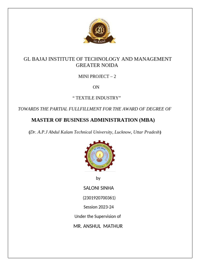 Textile Industry Mini Project Overview | PDF | Textiles | Textile Industry