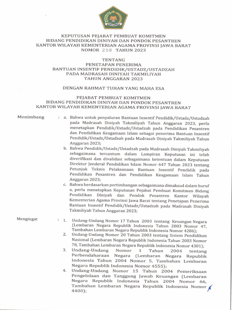 258 - SK Insentif MDT 2023 | PDF