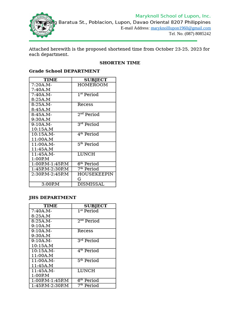 Shorten Time | PDF