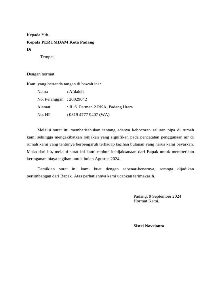 Surat Permohonan | PDF