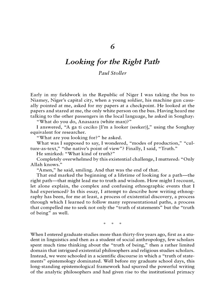 Looking For The Right Path by John Stoller | PDF | Ethnography ...