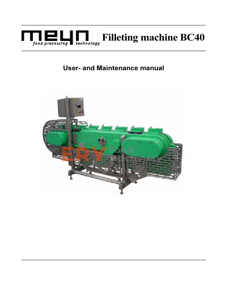 MEYN BC40 Filleting Machine - ERY Food Machinery | PDF | Disinfectant ...