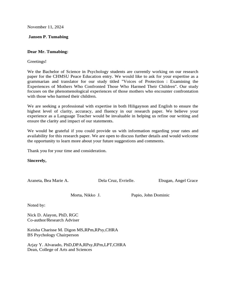 Letter For Grammarian and Translator | PDF