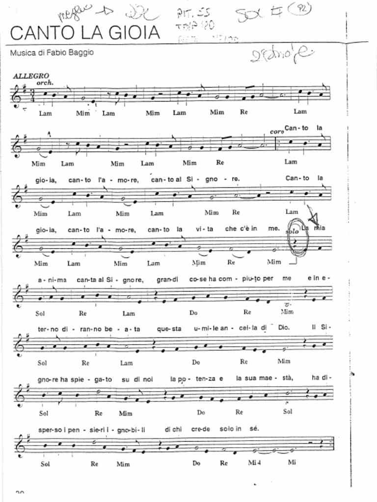 Canto La Gioia - Baggio | PDF