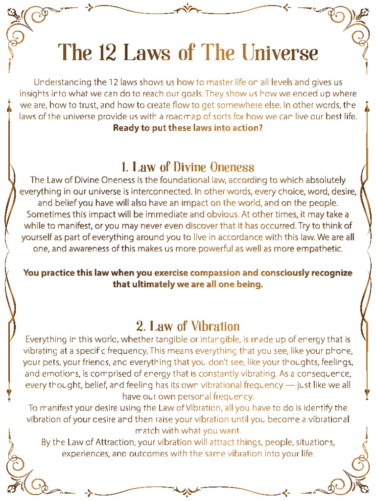 The 12 Laws of The Universe (A4) | PDF