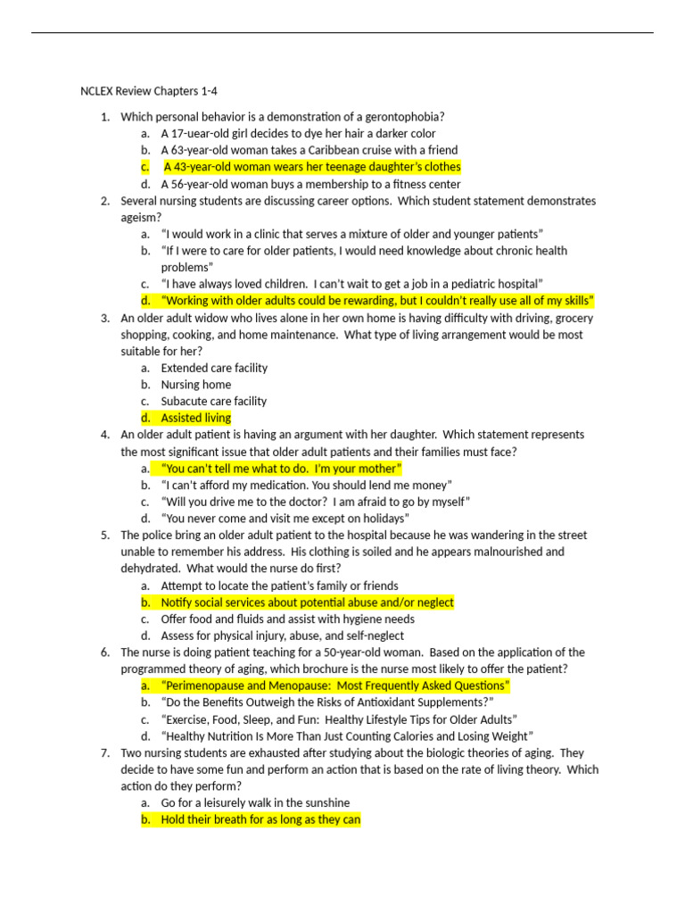 TORRES - NCLEX Review Chapters 1 Through 4 | PDF | Chronic Condition ...