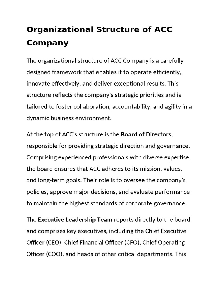 Organizational Structure of ACC Company | PDF | Organizational ...