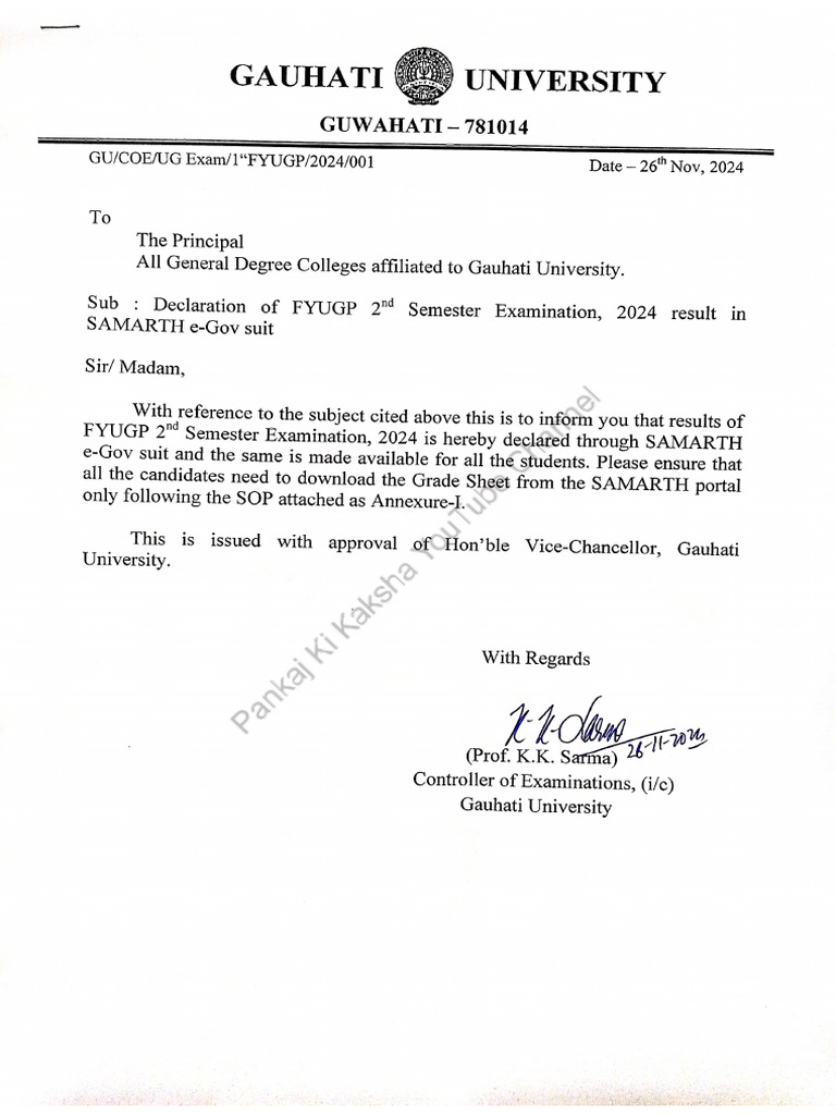 Result - FYUGP 2ND SEM - Watermark | PDF