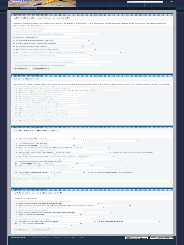 Atributo y Predicativo I Carmen Martín Daza EducaMadrid | PDF