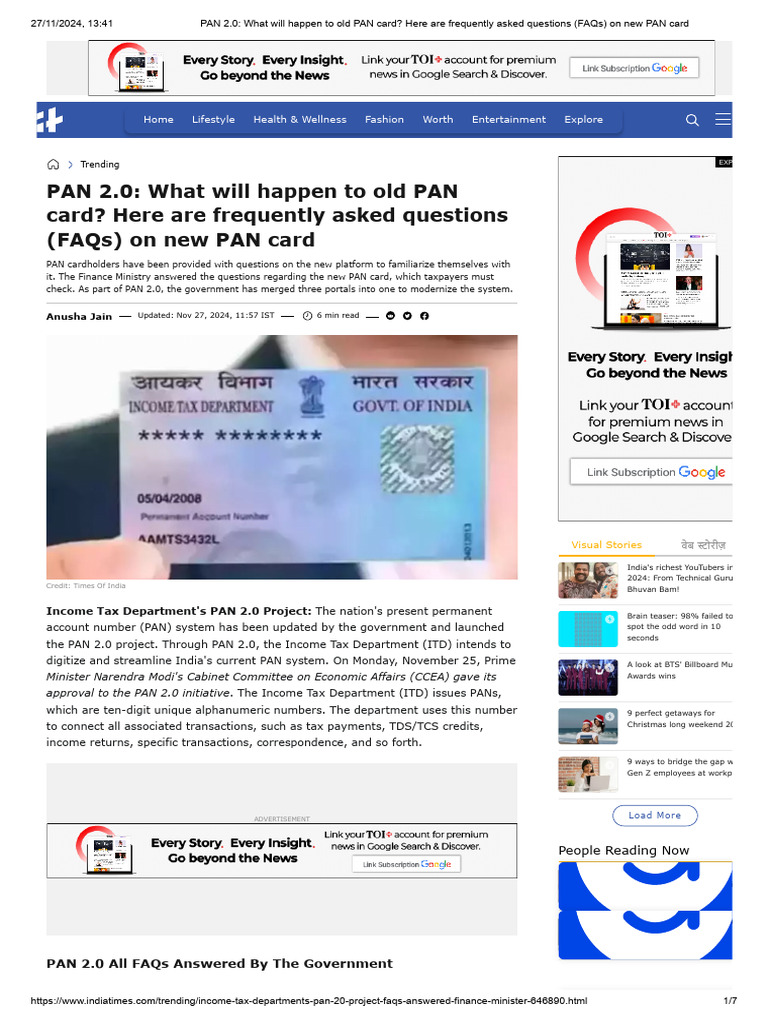PAN 2.0: FAQs on New PAN Card Changes | PDF | Qr Code | Faq