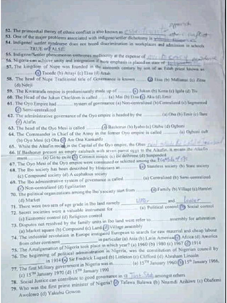 Share GST 113 201920120 Exam Past Question and Answer | PDF