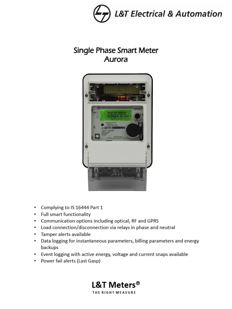 Single Phase Smart Meter Aurora | PDF | Ac Power | Electronics